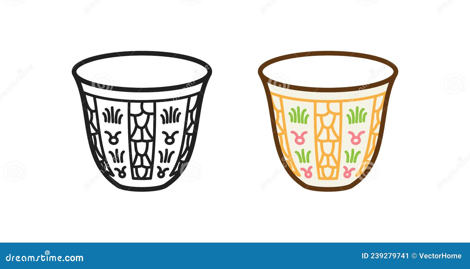 Turkish , Arabic Coffee Cup Icon, Line Color Vector Illustration Stock ...