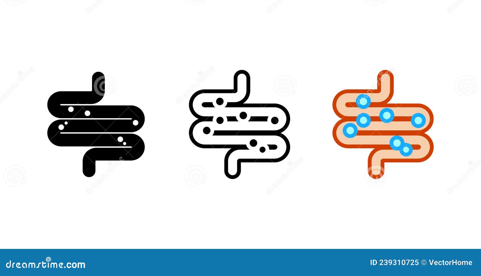 Colitis Vector Icon Set. Intestines Illustration Sign Collection. Colic ...