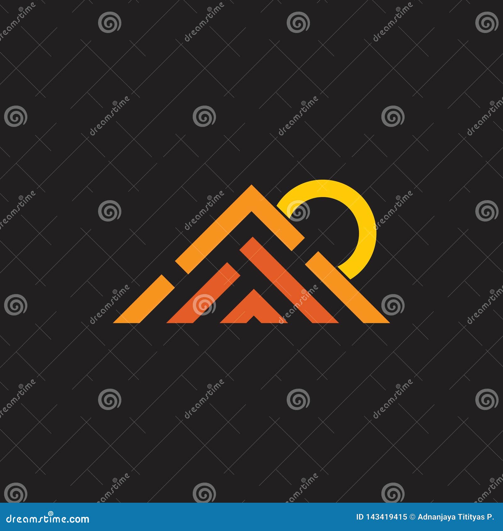Basic CMYKcolorful Mountain Sun Simple Triangle Stripes Geometric Logo ...