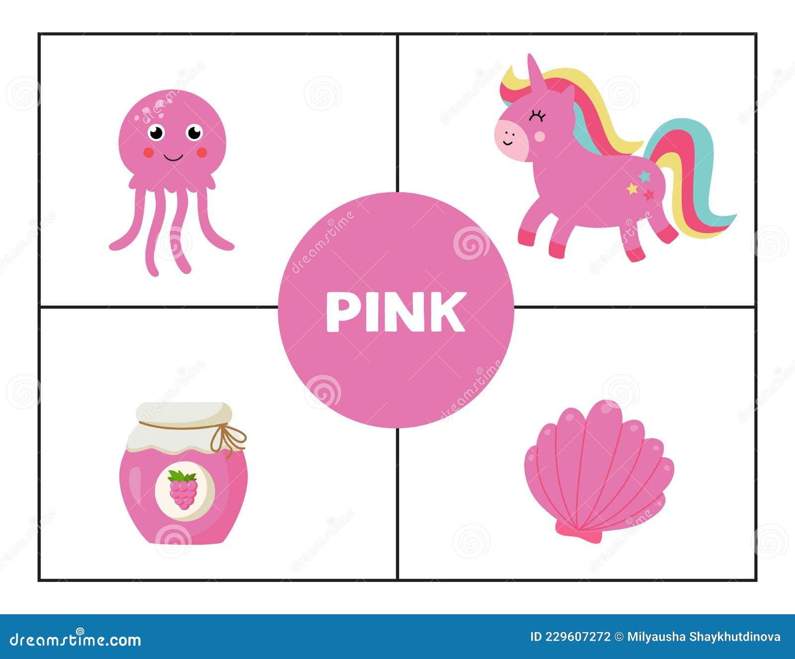 Learning Basic Primary Colors for Children. Pink. Stock Vector ...