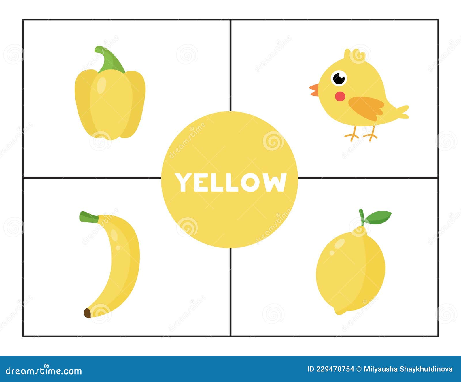 Learning Basic Primary Colors for Children. Yellow. Stock Vector ...
