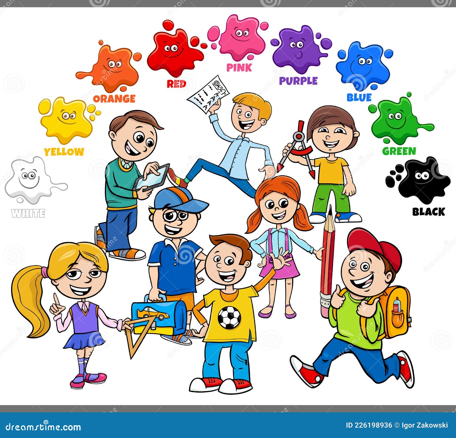 Basic Colors Flashcards Collection For Kids In Black And White. Flash ...