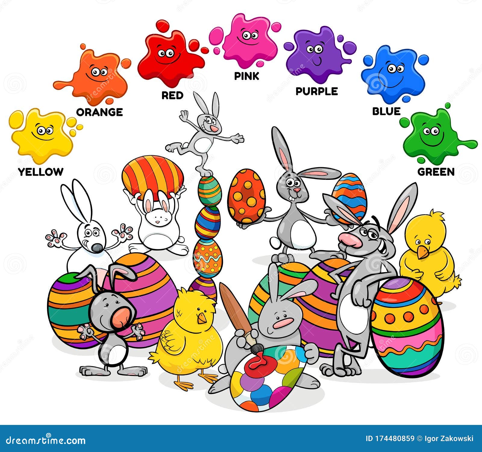 Basic Colors with Easter Characters Group Stock Vector - Illustration ...