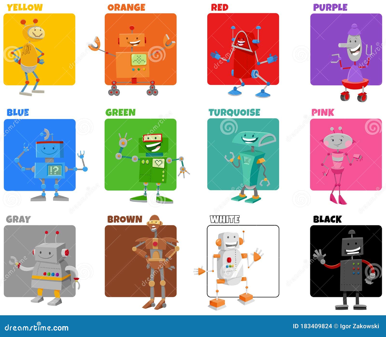 Basic Colors Set Worksheet For Coloring Cartoon Vector | CartoonDealer ...