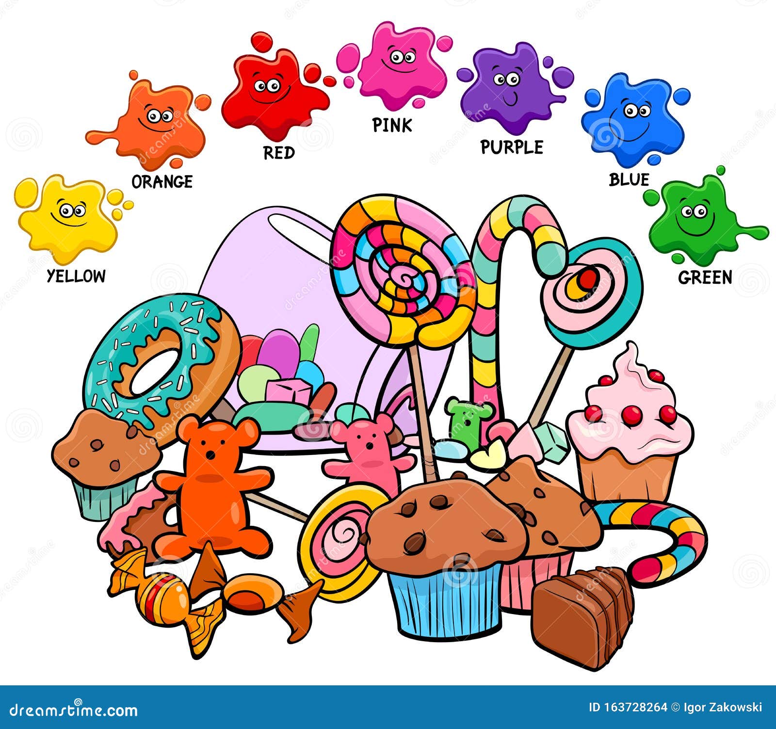 Basic Colors with Sweet Food Objects Group Stock Vector - Illustration ...