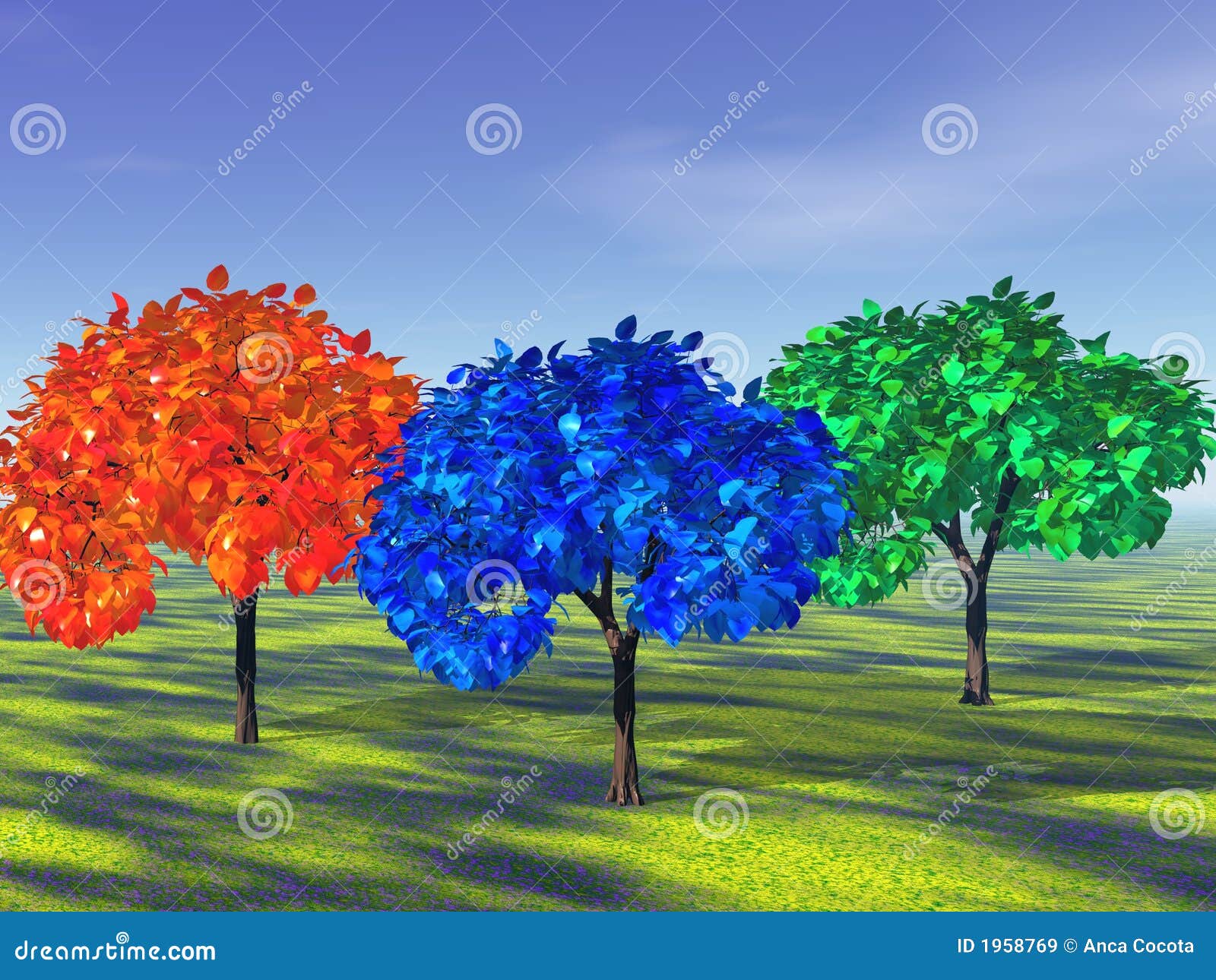 The Basic Colours Represented by Trees Stock Illustration ...