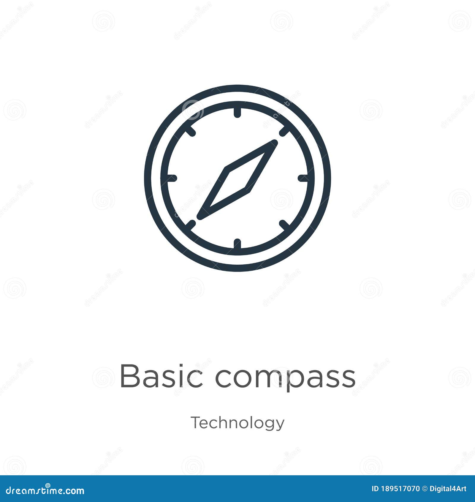 Basic Compass Icon. Thin Linear Basic Compass Outline Icon Isolated on ...