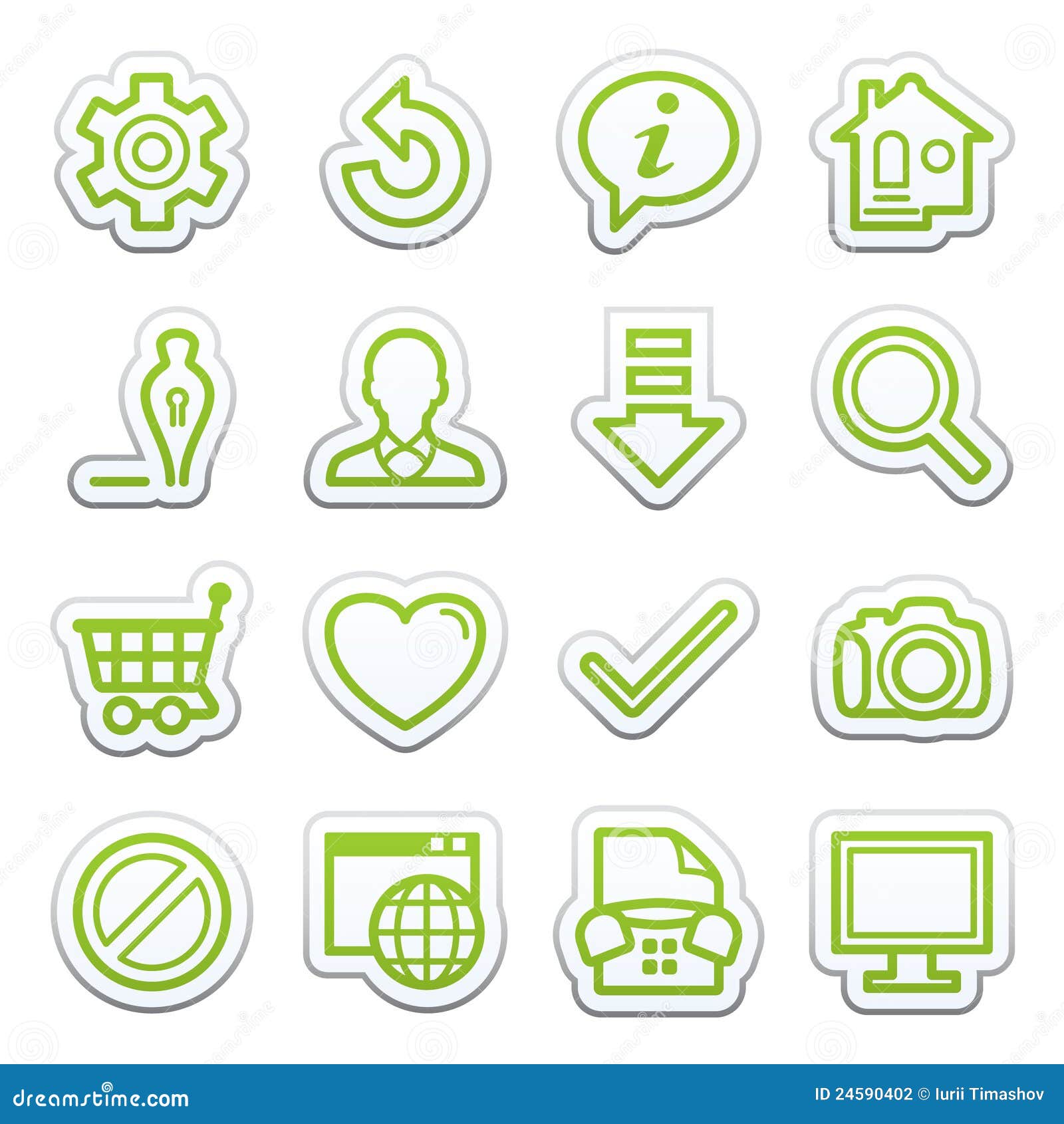 Basic Contour Icons. Sticker Series. Stock Vector - Illustration of ...