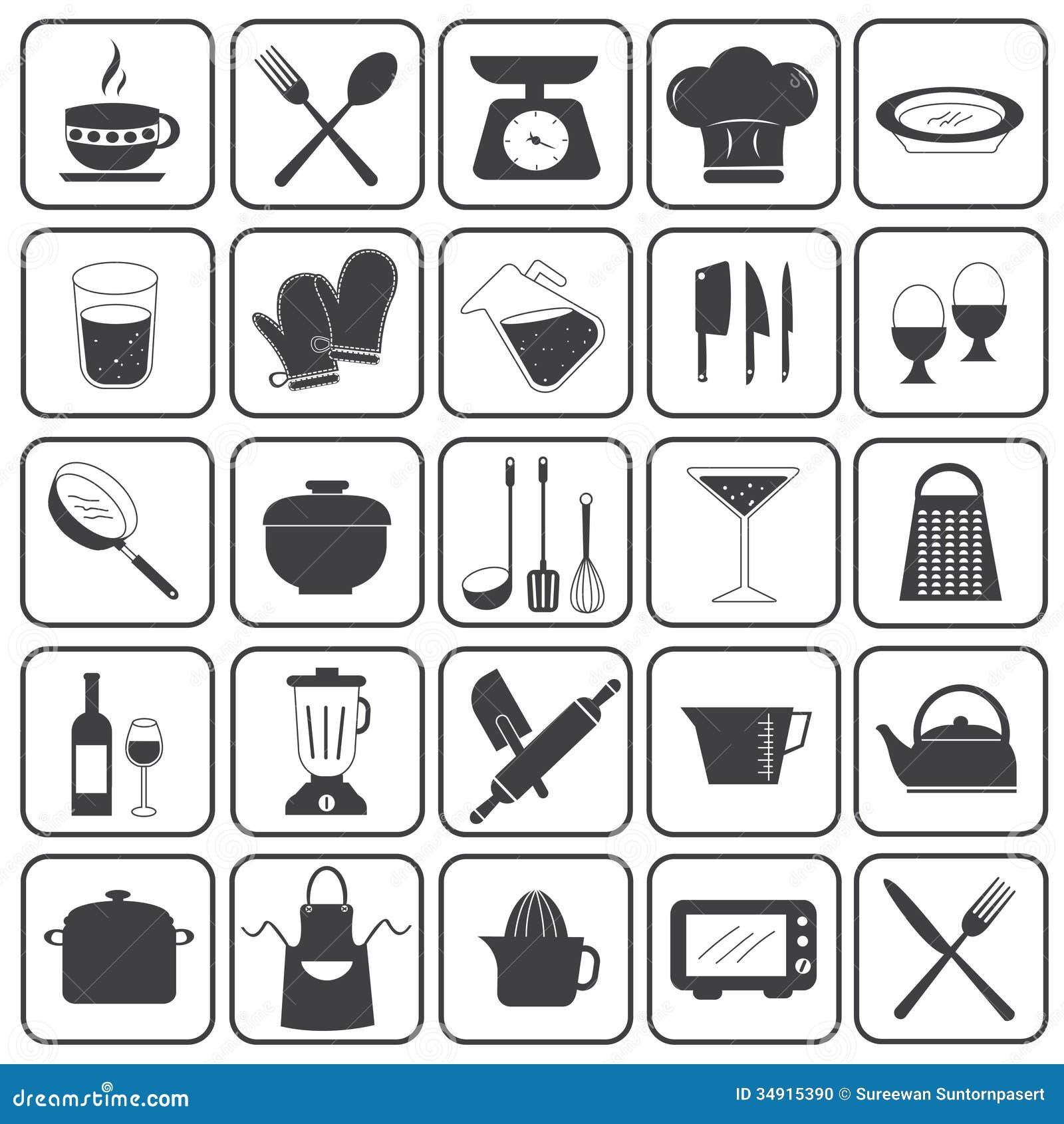 Basic Cooking Icons Vector Set Stock Vector - Illustration of objects ...
