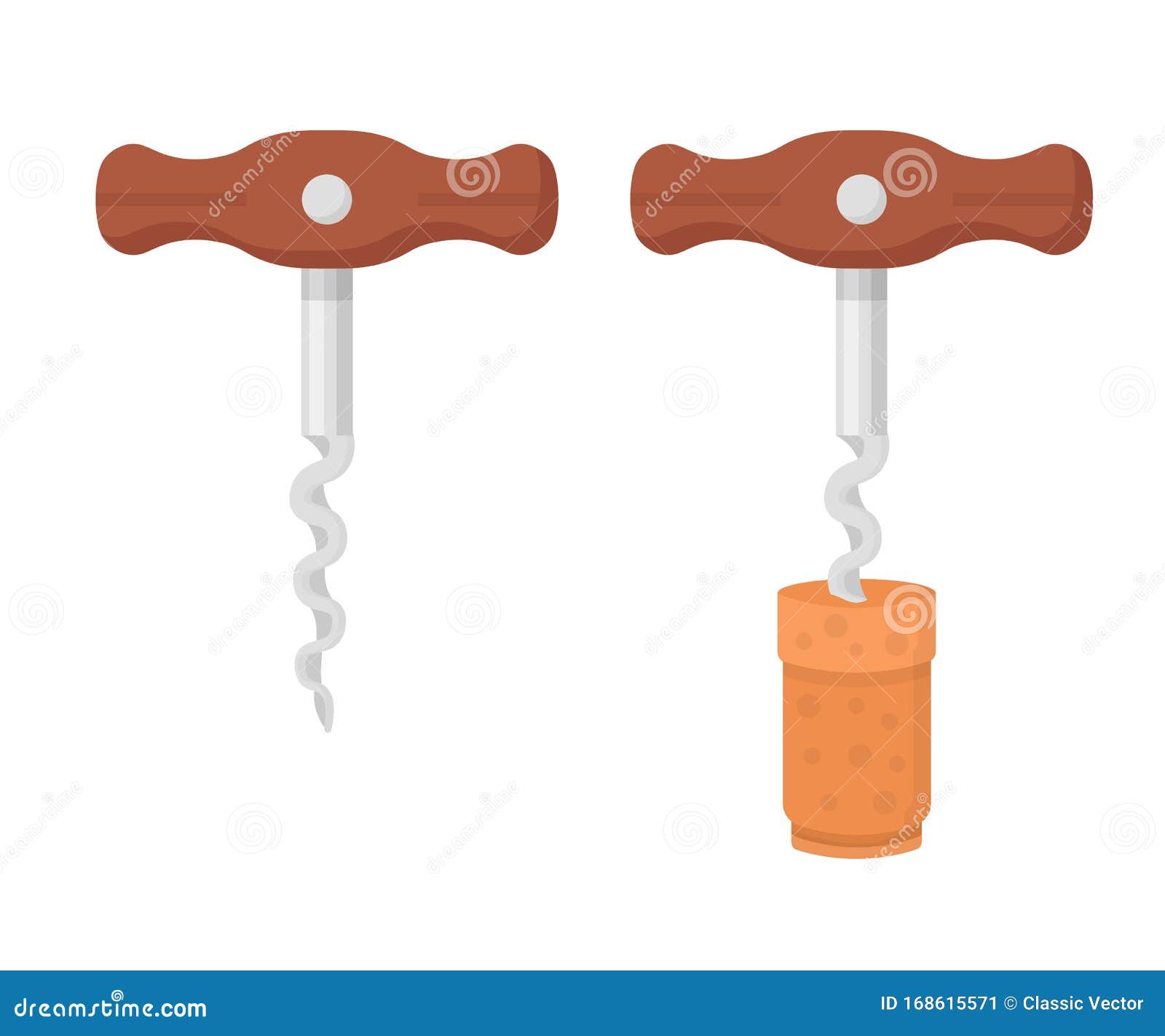 Basic Corkscrew Flat Vector Illustrations Set Stock Vector ...