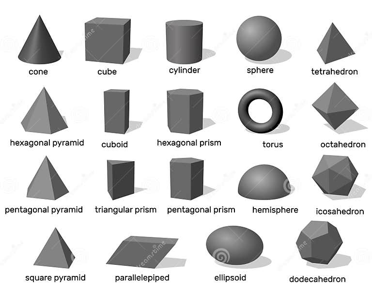 Basic 3d Geometric Shapes. Isolated on White Background. Vector Stock ...