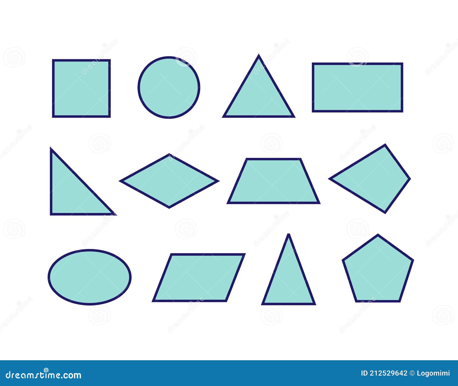 Basic 2D Shape Illustration, Set of Geometric Shapes, Isolated on White ...