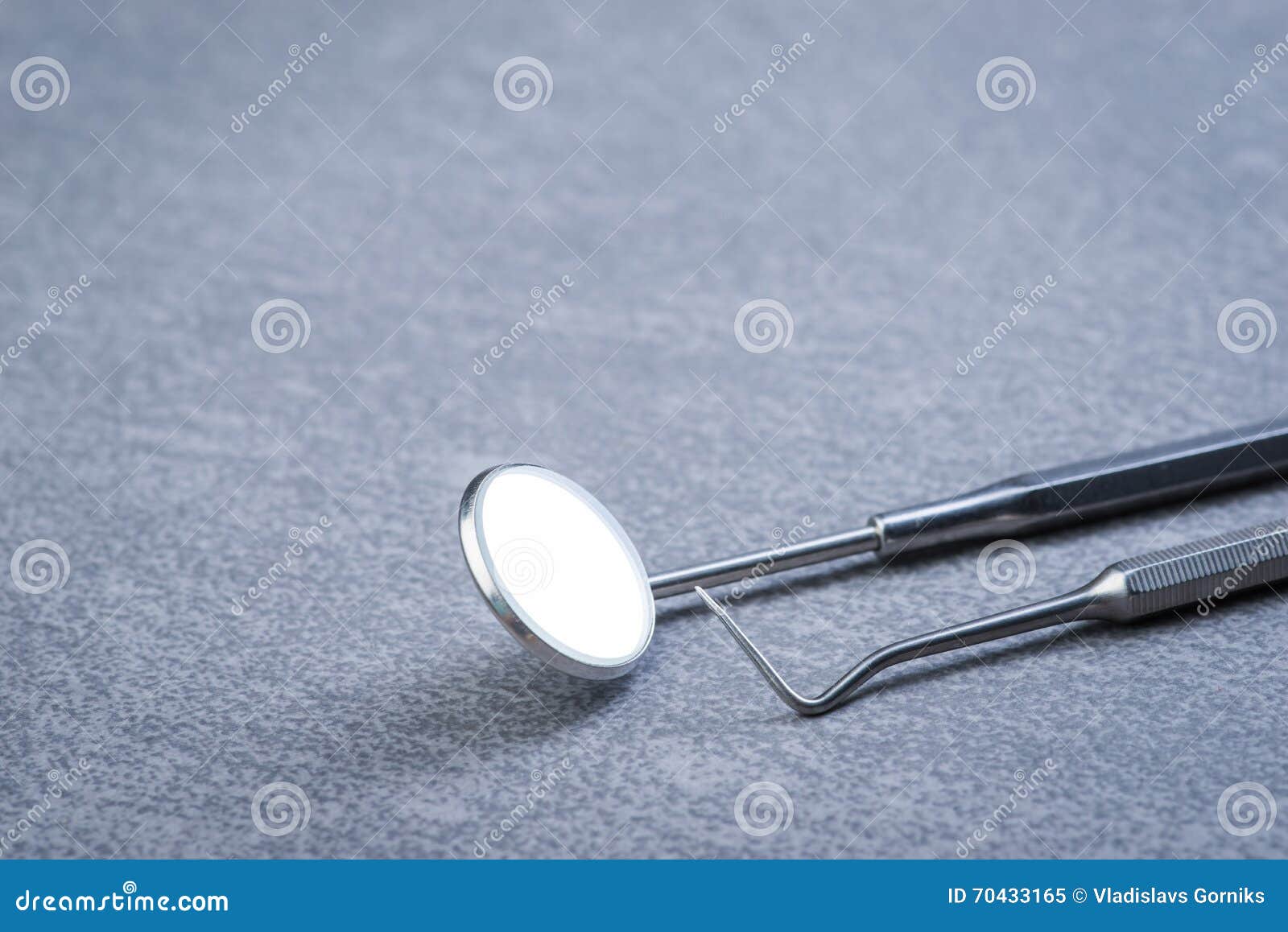 Basic Dental Tools on Grey Surface Stock Image - Image of explorer ...