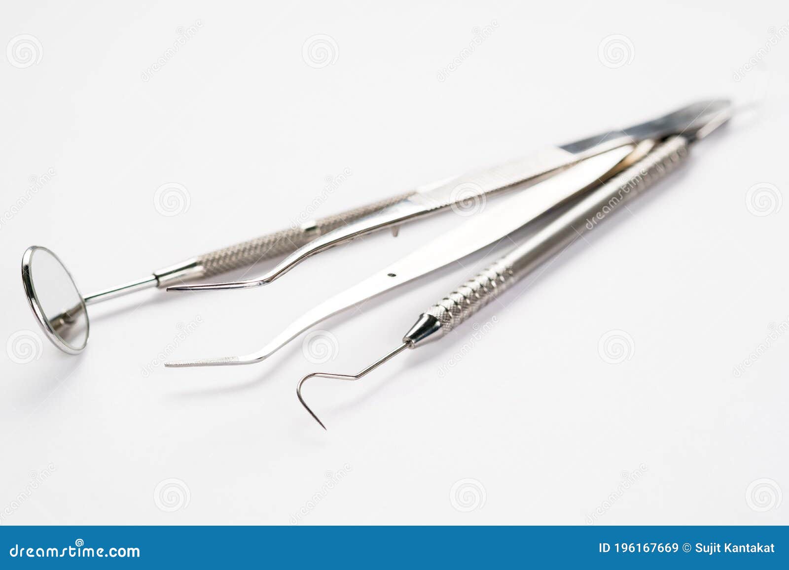 Basic dentist tools. stock image. Image of closeup, steel - 196167669