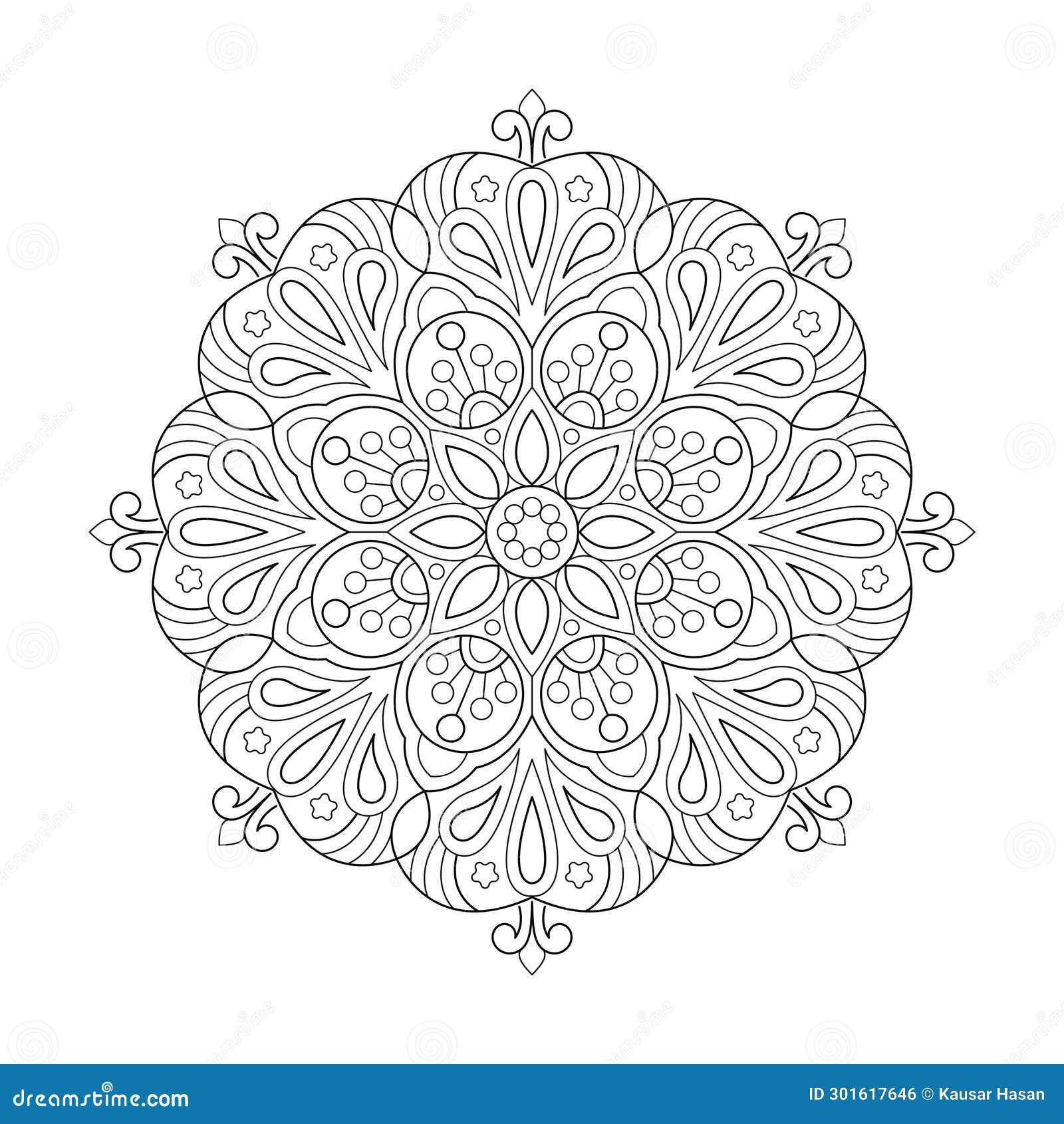 Basic Digital Mandala Design Printable Coloring Book Page Vector ...