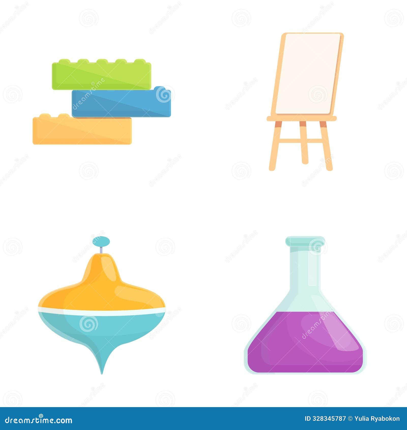 Basic Education Icons Set Cartoon Vector. Early Learning Educational ...
