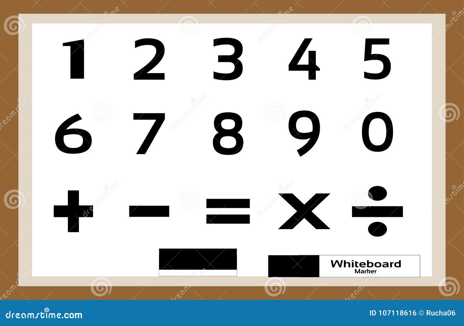 Basic Education-Numbers and Signs on White Board Stock Vector ...