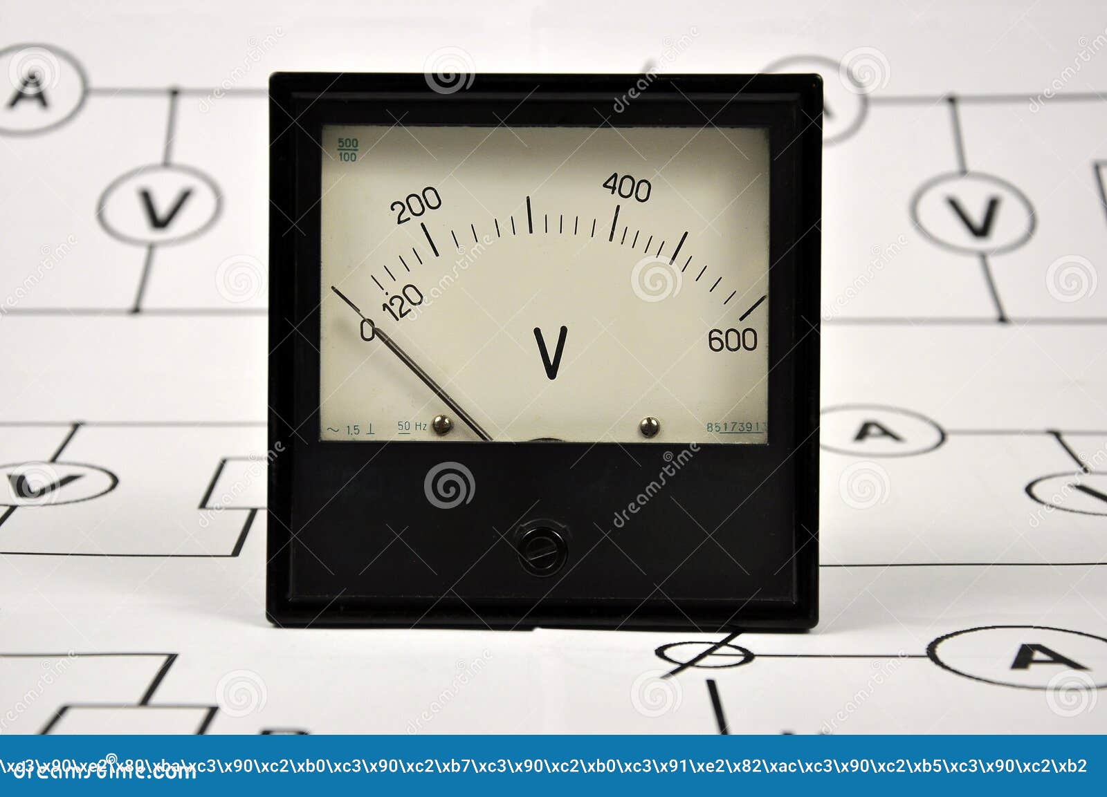 Basic Electrical Diagram and a Black Old Voltmeter Stock Image - Image ...
