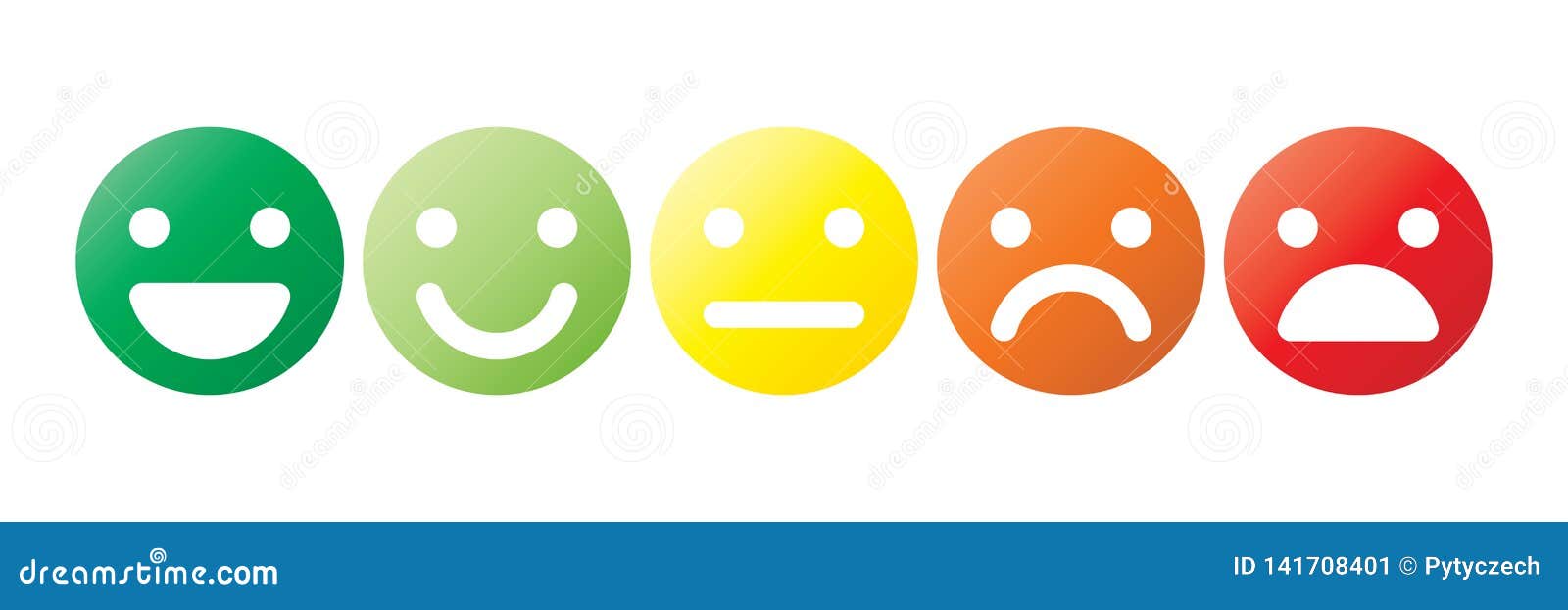 Basic Emoticons Set. Three Facial Expression For Feedback - Positive ...
