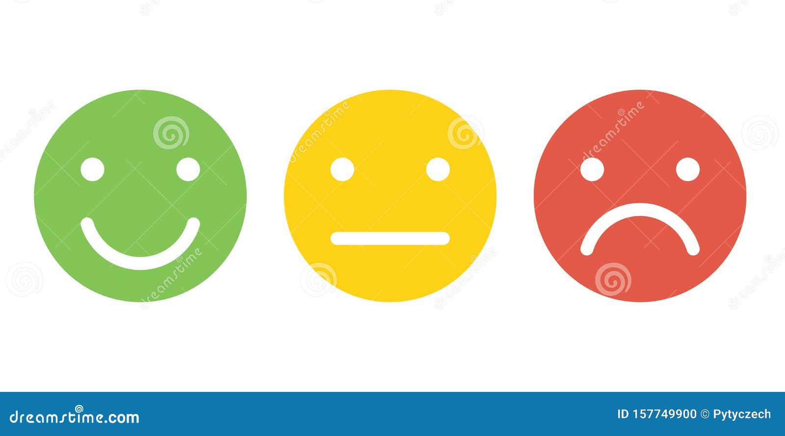Basic Emoticons Set. Three Facial Expression of Feedback Scale - from ...