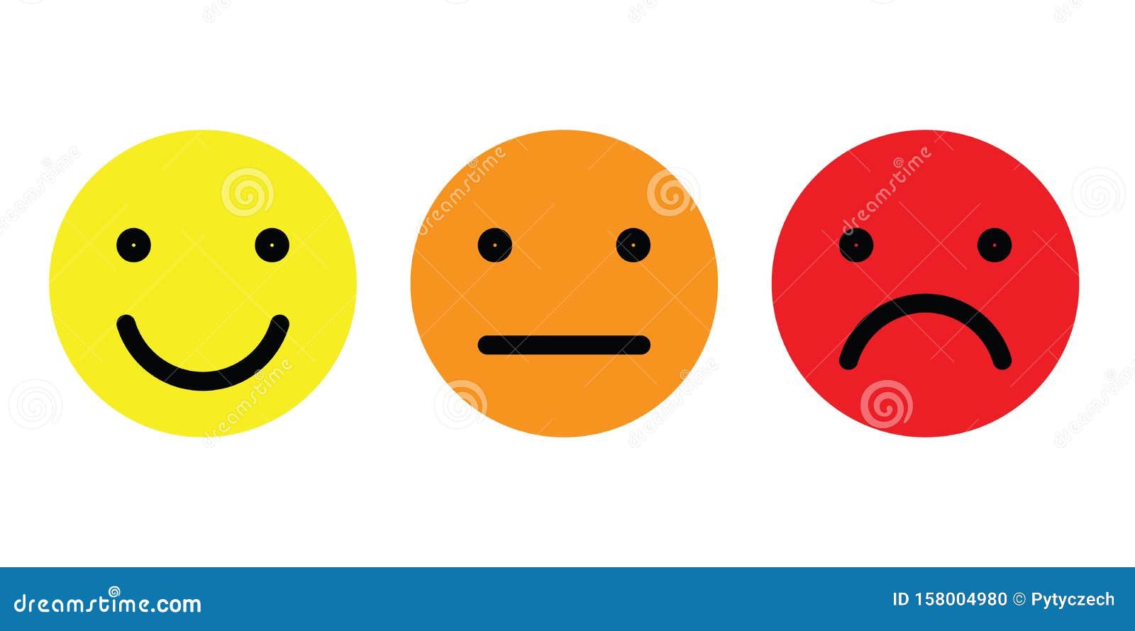 Basic Emoticons Set. Three Facial Expression Of Feedback Scale - From ...