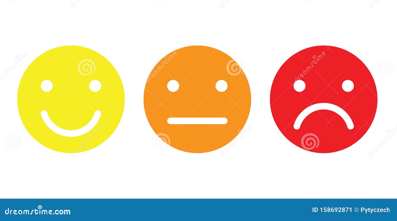 Basic Emoticons Set. Three Facial Expression Of Feedback Scale - From ...