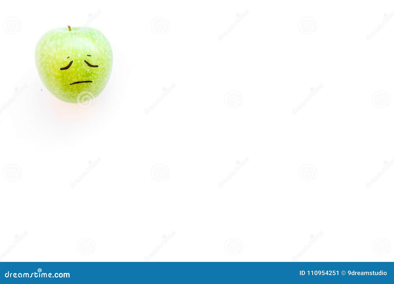 Basic Emotions Concept. Sad Face Drawn on Apple. White Background Top ...