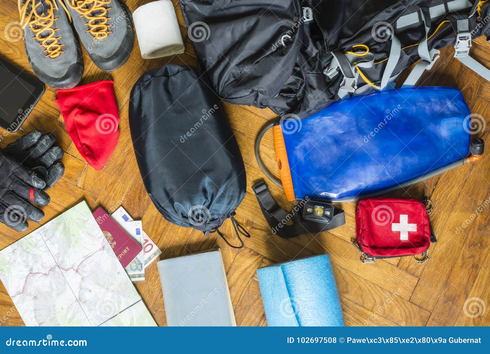 Basic Equipment To Pack by the Tourist. Stock Photo - Image of ...