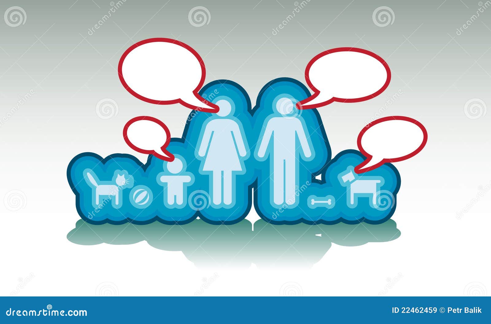 Basic Family with Text Bubbles Stock Illustration - Illustration of ...