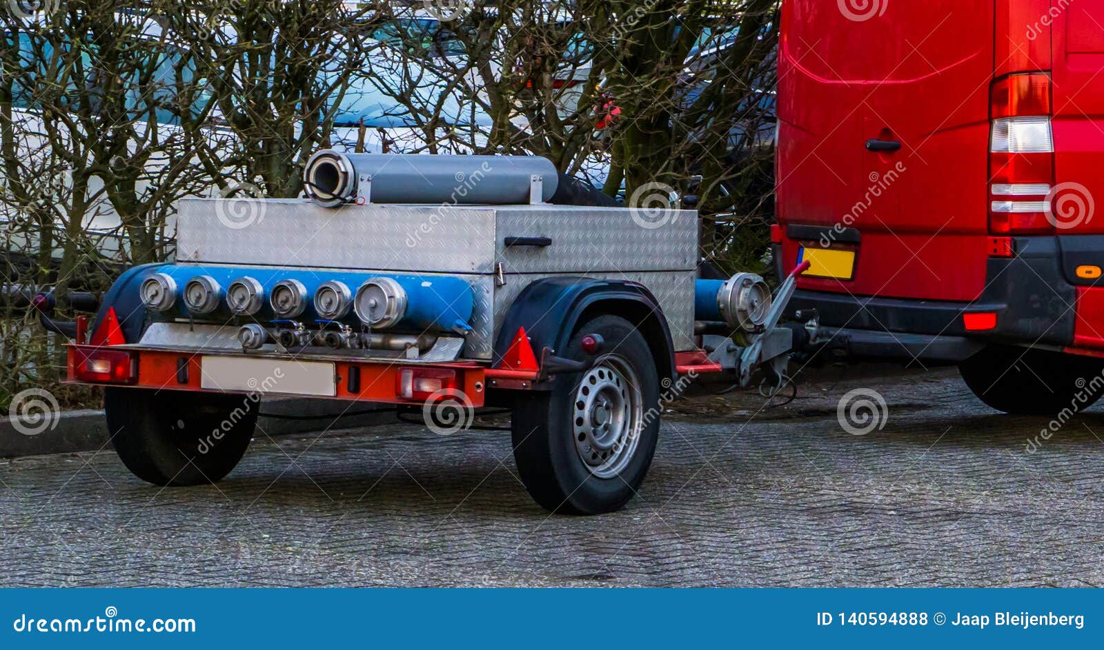 Basic Fire Department Equipment, Trailer With Fire Hose And Fittings ...