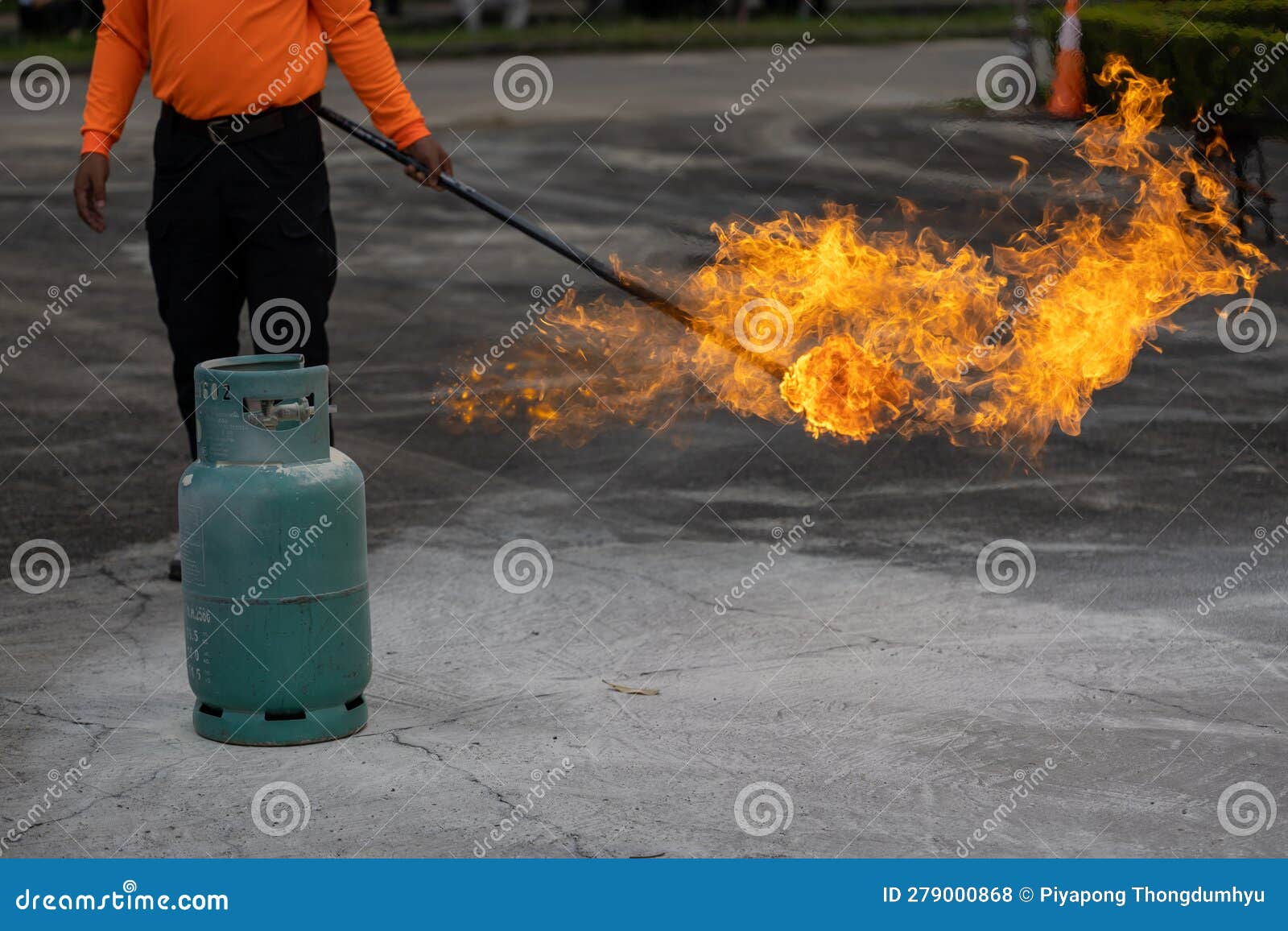 Basic Fire Fighting and Practice of the Emergency. Stock Photo - Image ...