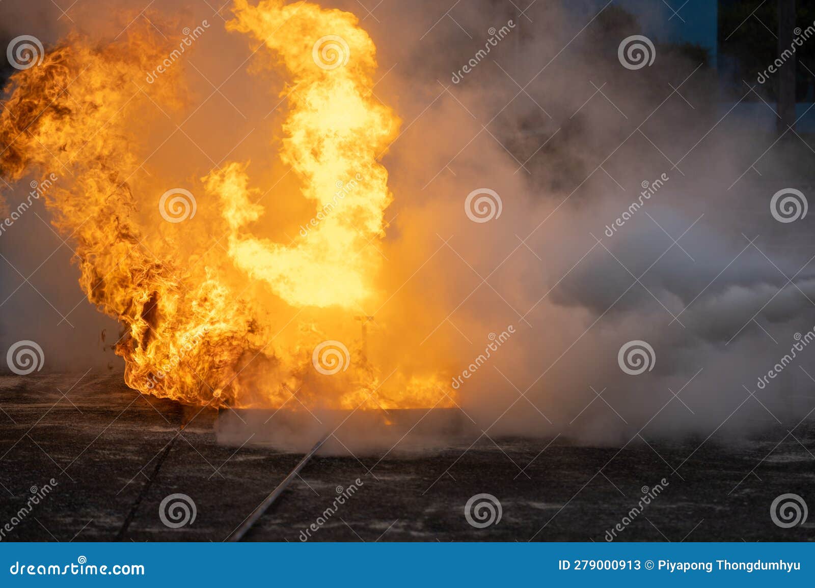 Basic Fire Fighting and Practice of the Emergency. Stock Image - Image ...