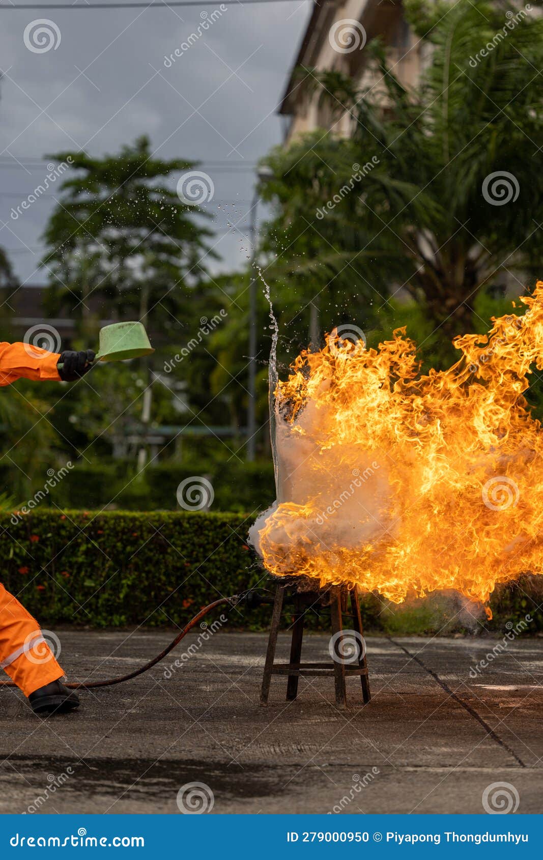 Basic Fire Fighting and Practice of the Emergency. Stock Photo - Image ...