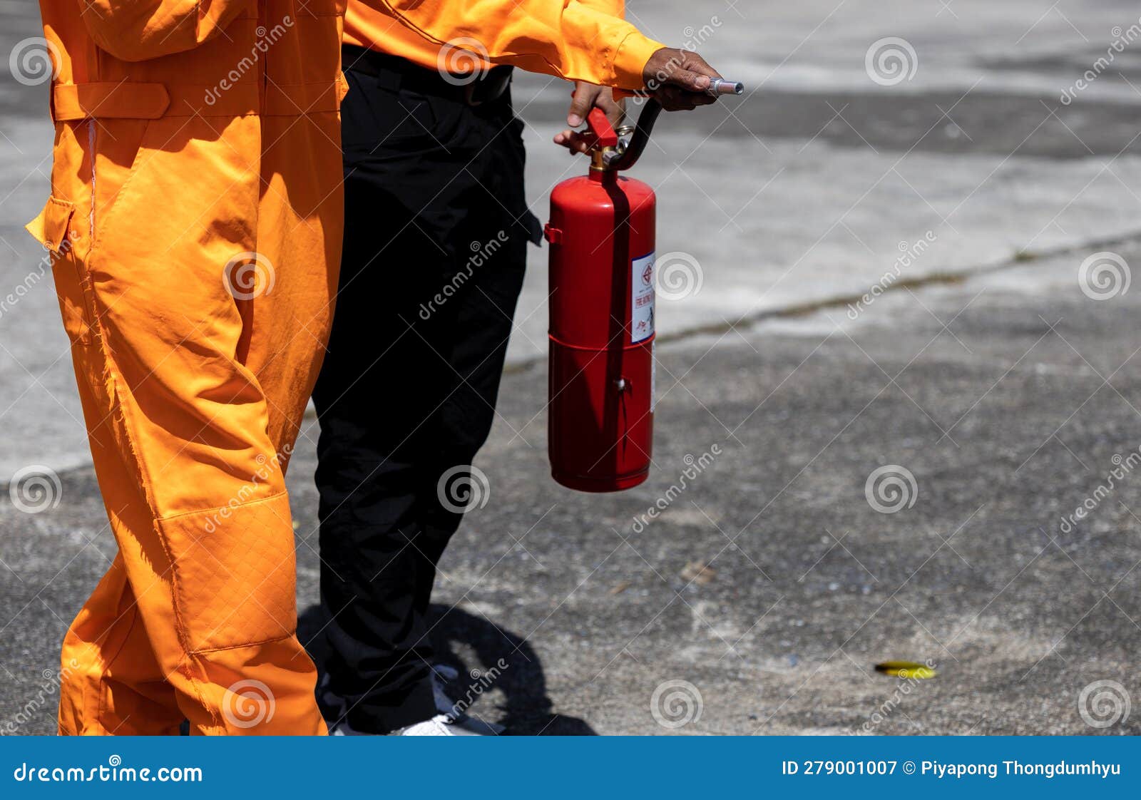 Basic Fire Fighting and Practice of the Emergency. Stock Image - Image ...