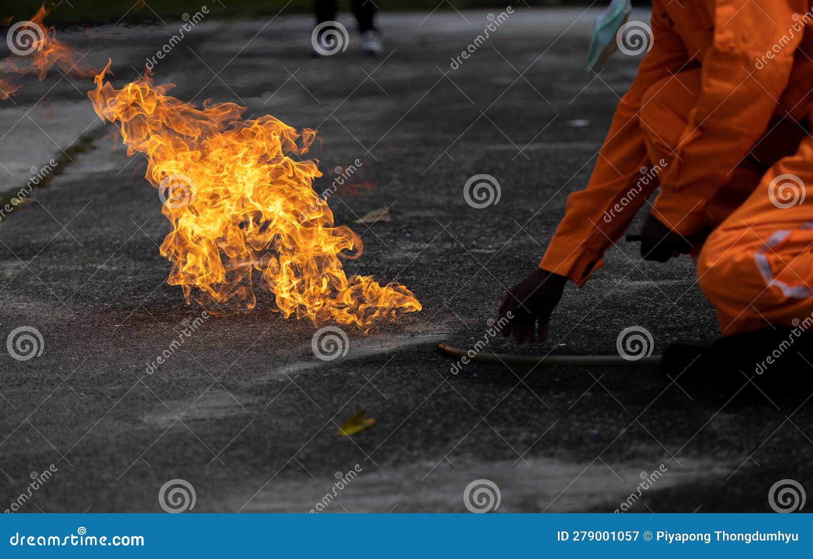 Basic Fire Fighting and Practice of the Emergency. Stock Image - Image ...