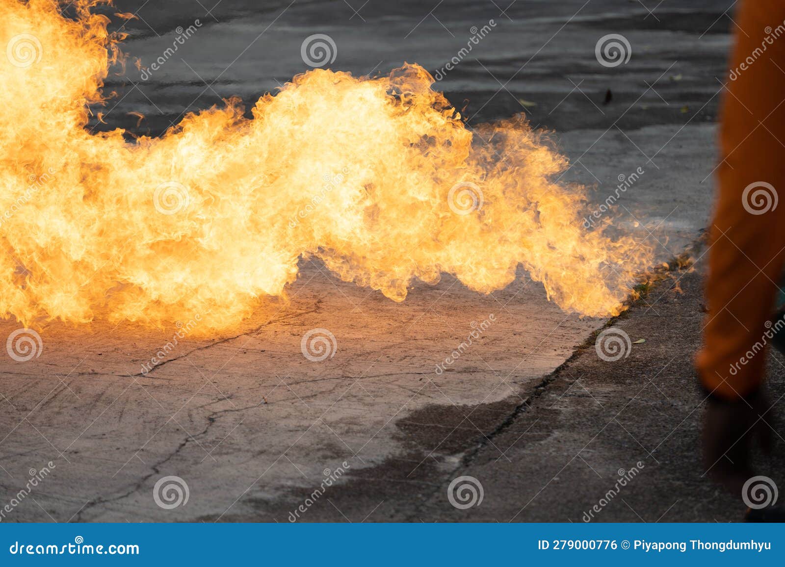 Basic Fire Fighting and Practice of the Emergency. Stock Photo - Image ...