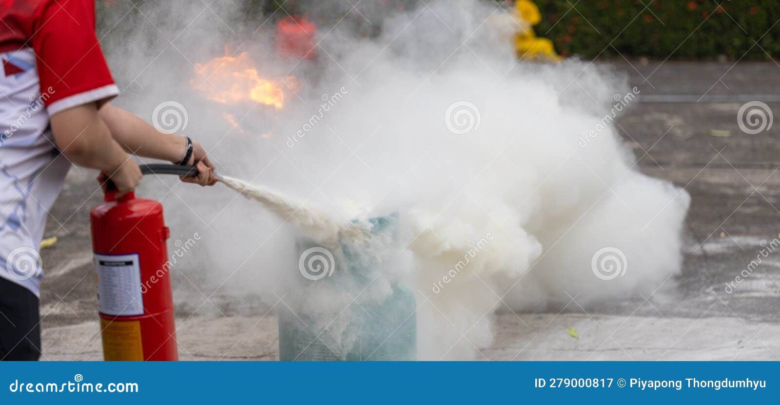 Basic Fire Fighting and Practice of the Emergency. Stock Image - Image ...