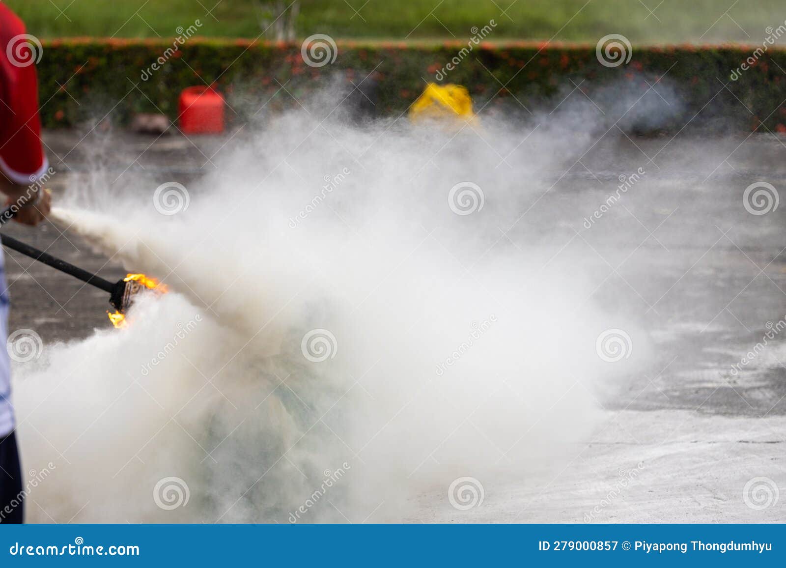 Basic Fire Fighting and Practice of the Emergency. Stock Image - Image ...