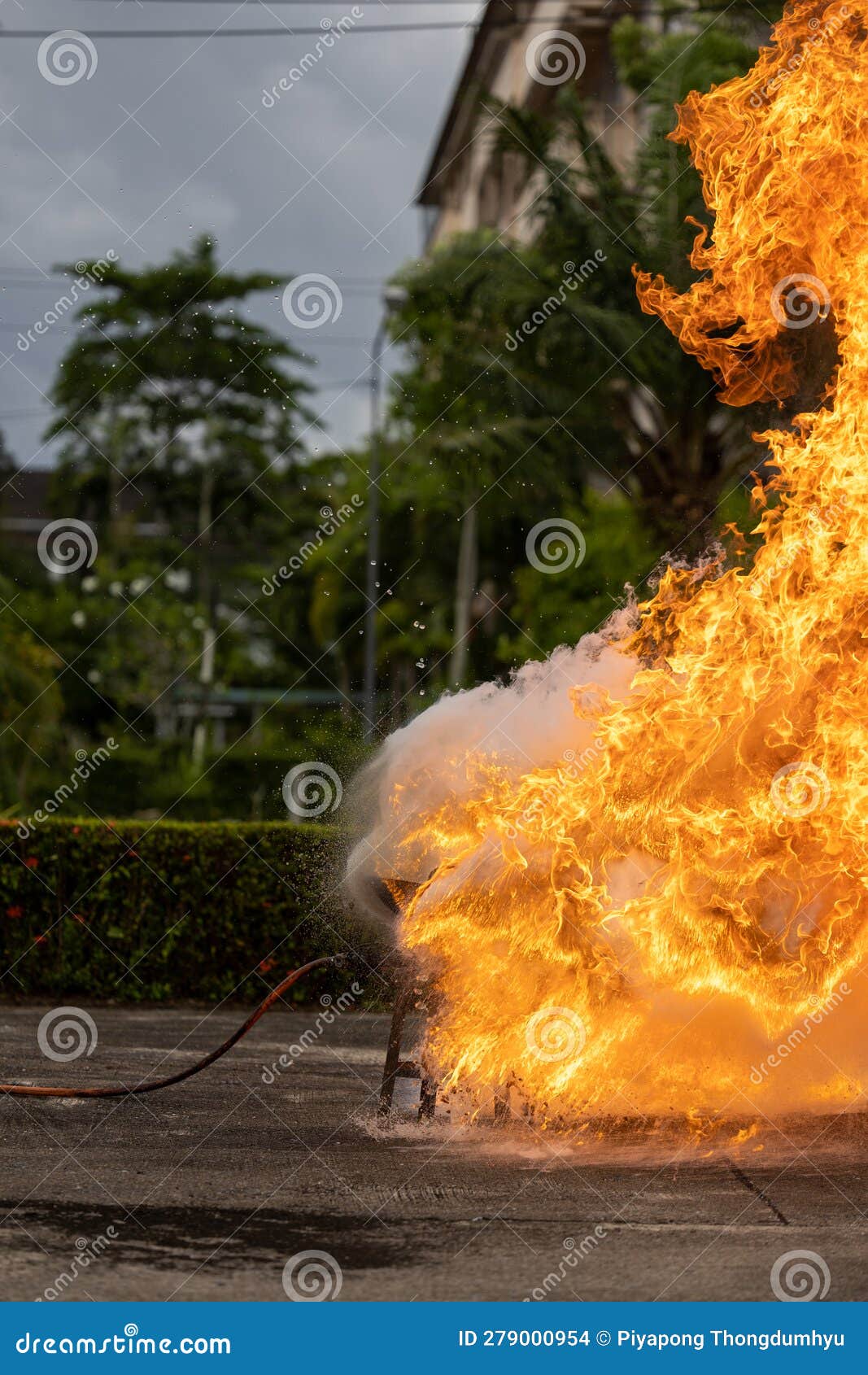 Basic Fire Fighting and Practice of the Emergency. Stock Photo - Image ...