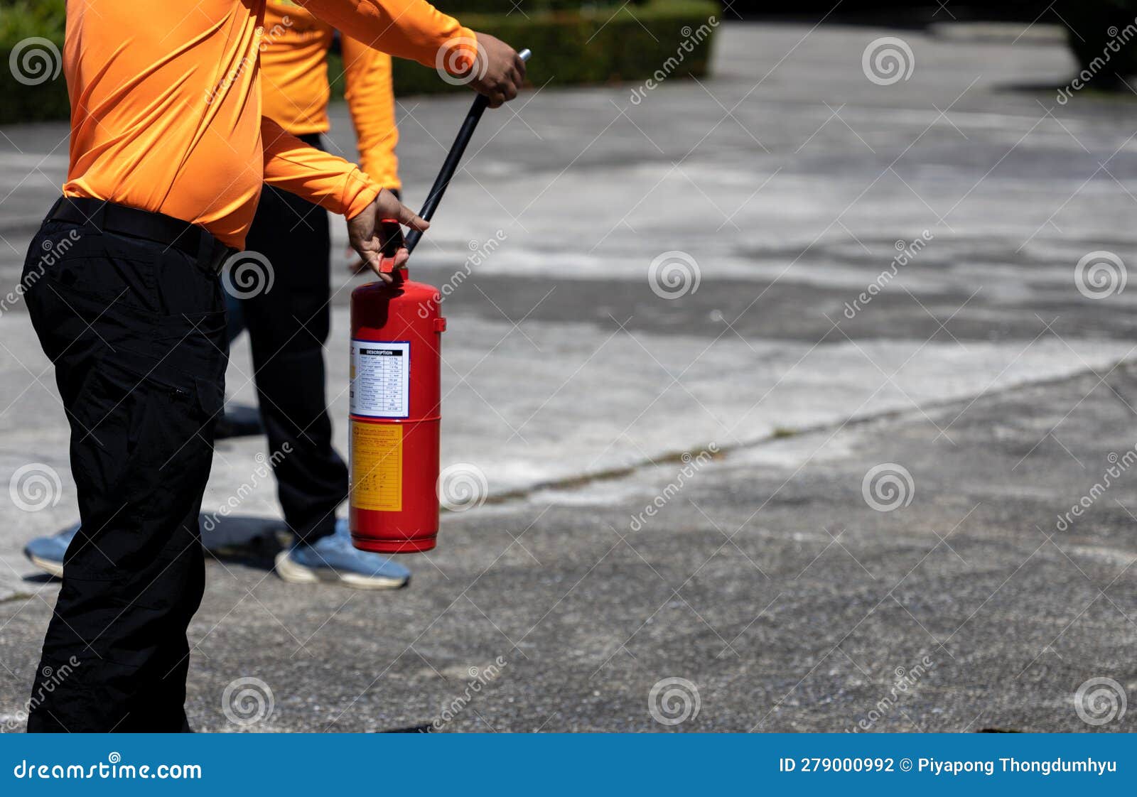Basic Fire Fighting and Practice of the Emergency. Stock Photo - Image ...