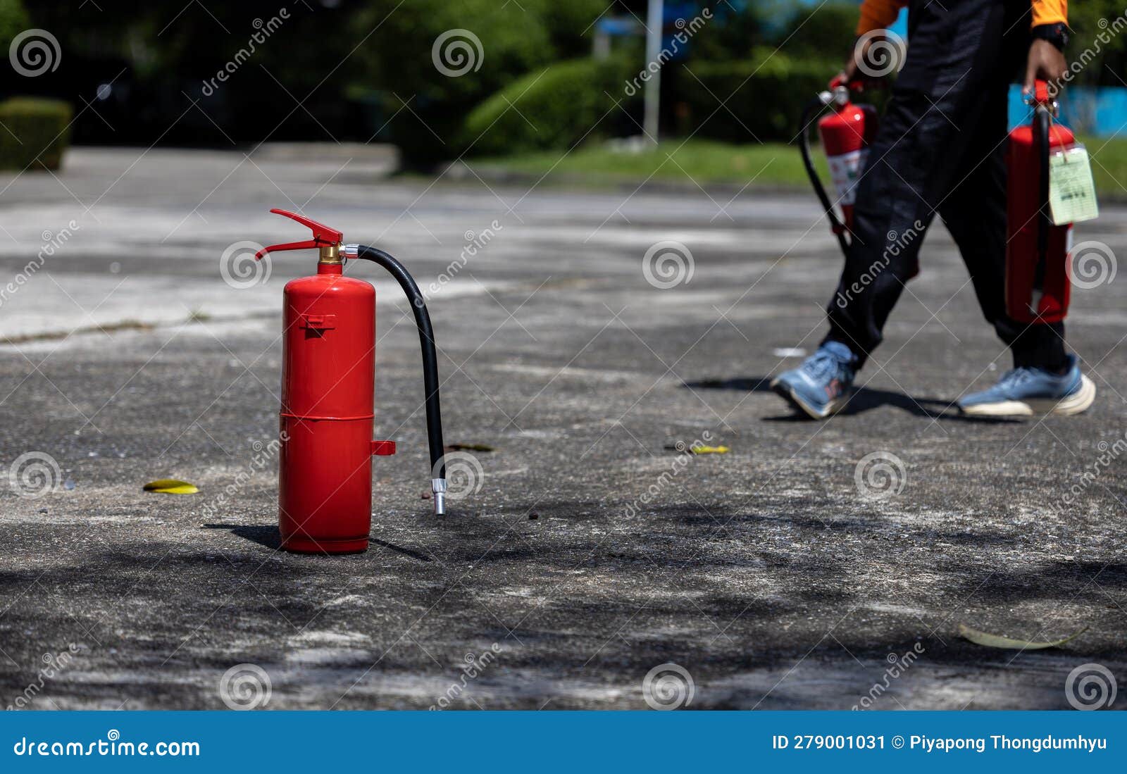 Basic Fire Fighting and Practice of the Emergency. Stock Image - Image ...