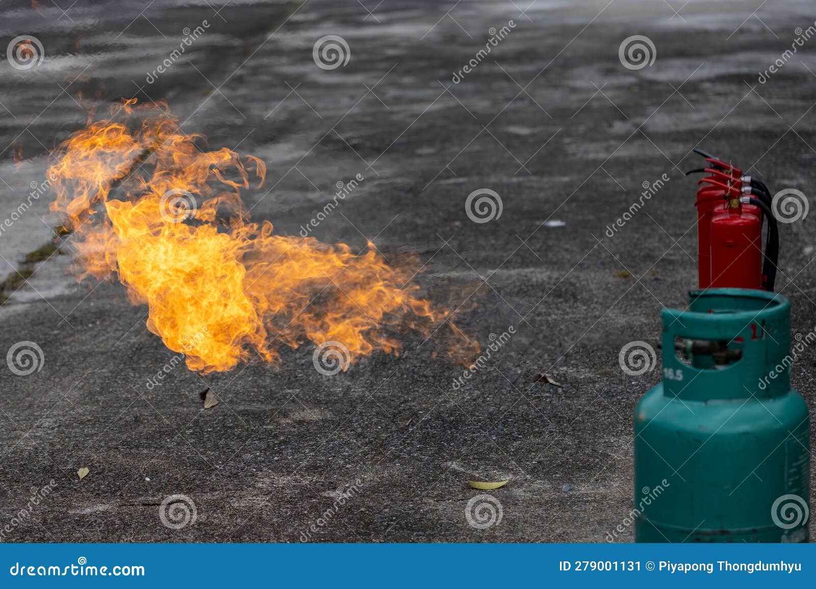 Basic Fire Fighting and Practice of the Emergency. Stock Image - Image ...