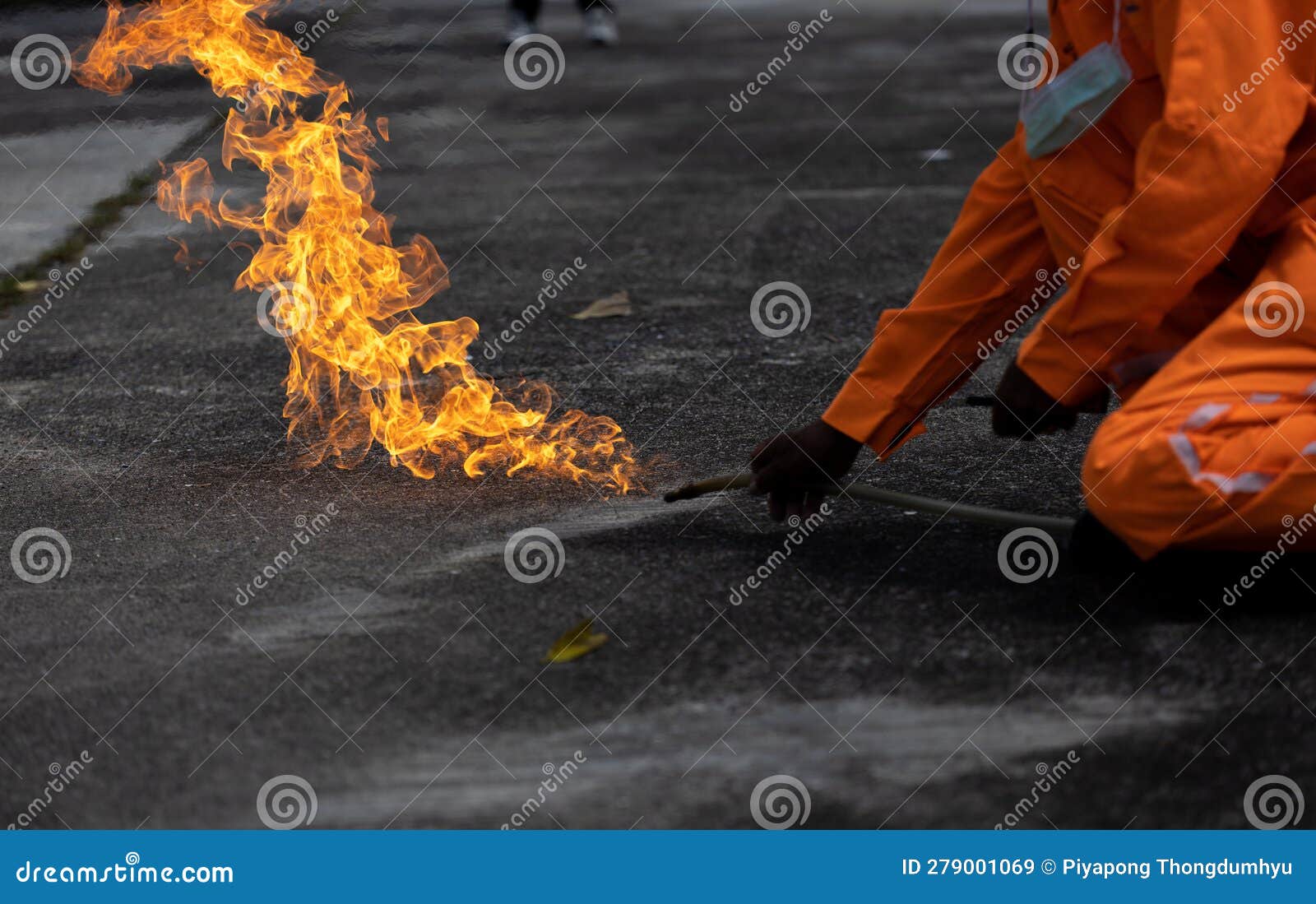 Basic Fire Fighting and Practice of the Emergency. Stock Image - Image ...