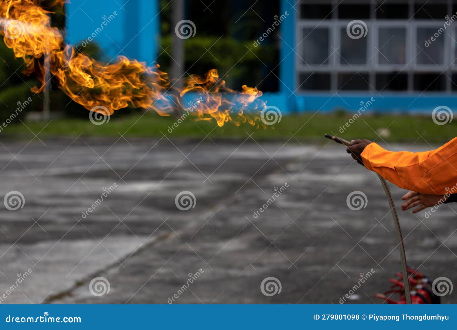 Basic Fire Fighting and Practice of the Emergency. Stock Photo - Image ...