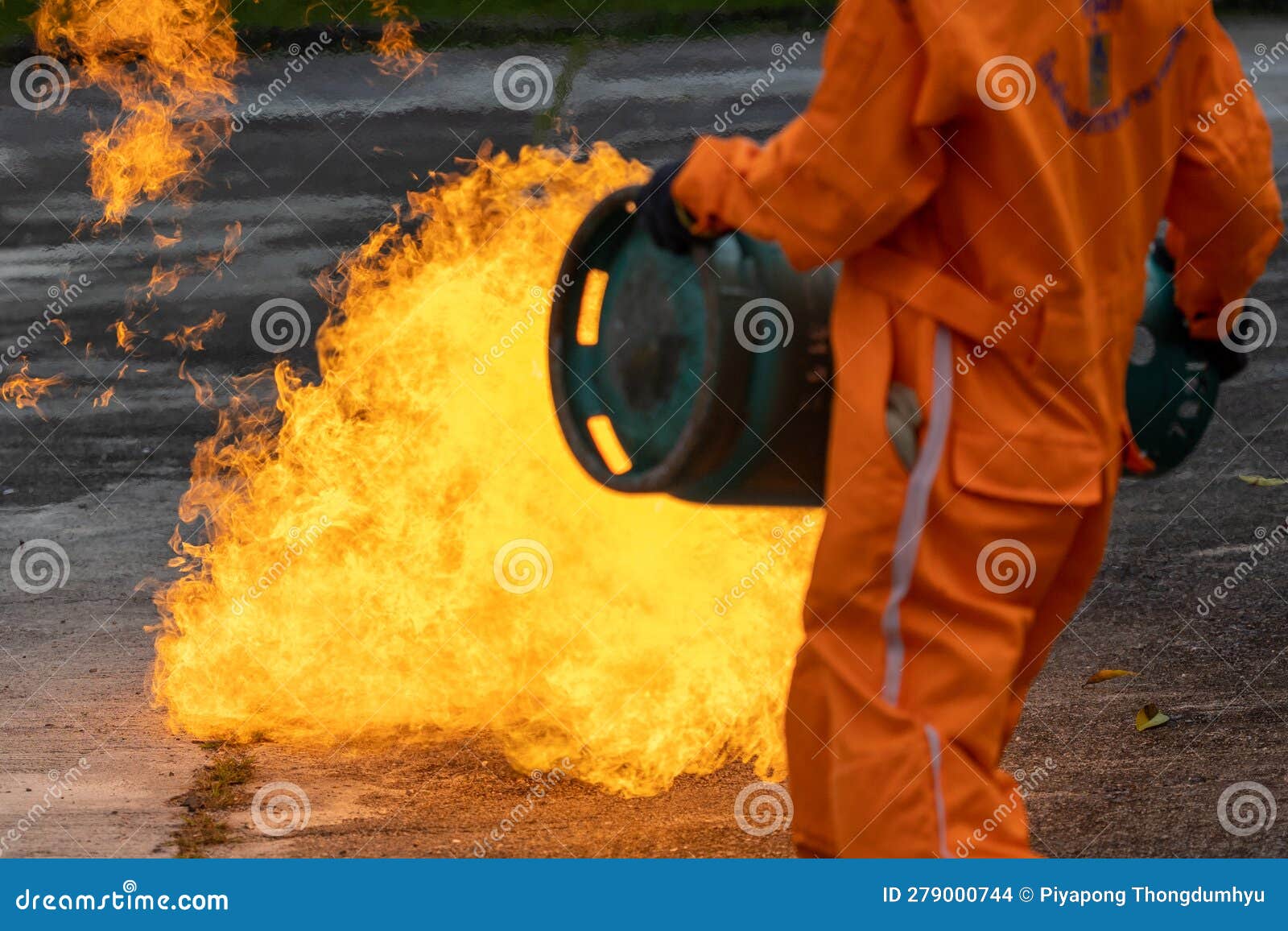 Basic Fire Fighting and Practice of the Emergency. Stock Photo - Image ...
