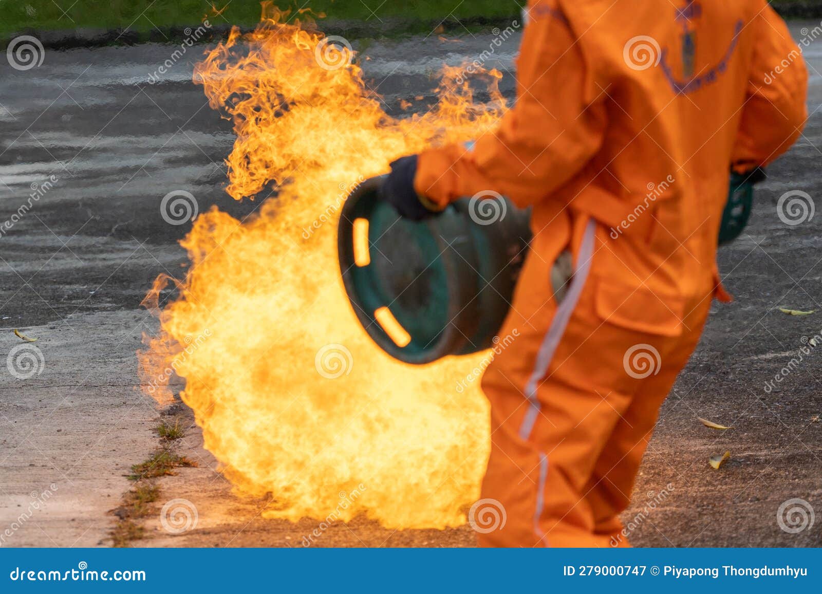 Basic Fire Fighting and Practice of the Emergency. Stock Image - Image ...