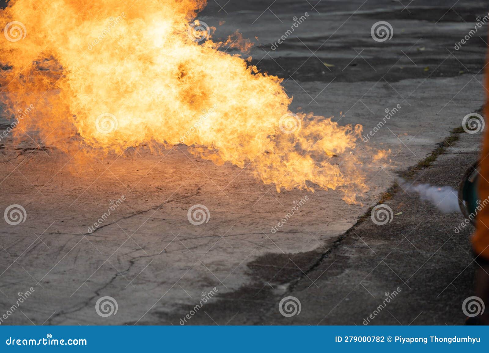 Basic Fire Fighting and Practice of the Emergency. Stock Photo - Image ...