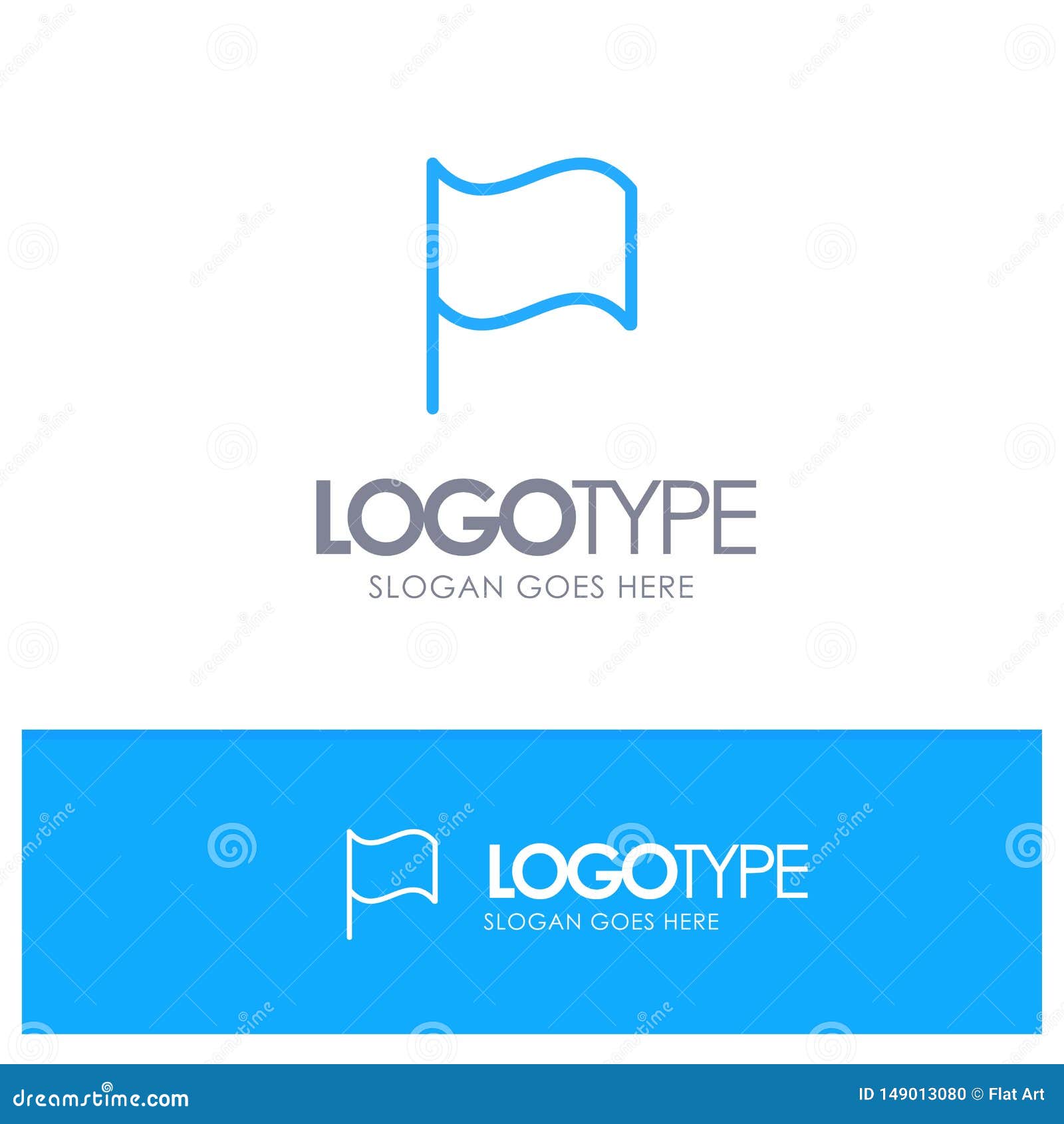 Basic, Flag, Ui Blue OutLine Logo with Place for Tagline Stock Vector ...