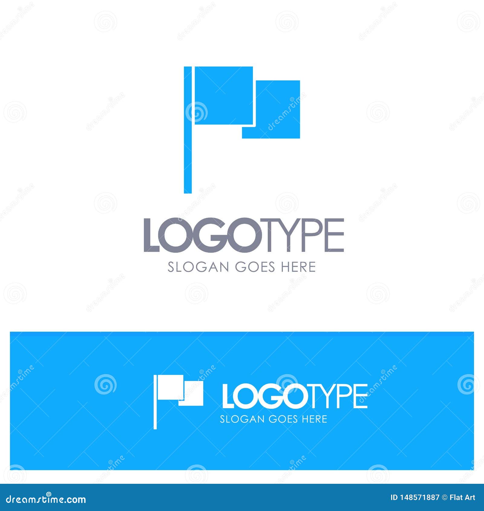 Basic, Flag, Ui Blue Solid Logo with Place for Tagline Stock Vector ...