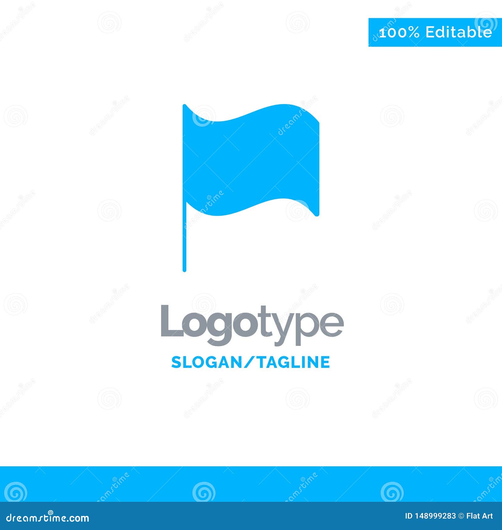 Basic, Flag, Ui Blue Solid Logo Template. Place for Tagline Stock ...